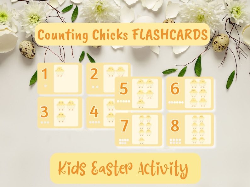 Easter Chick Counting Cards, Number Flashcards for PRESCHOOL/ PRE K ...