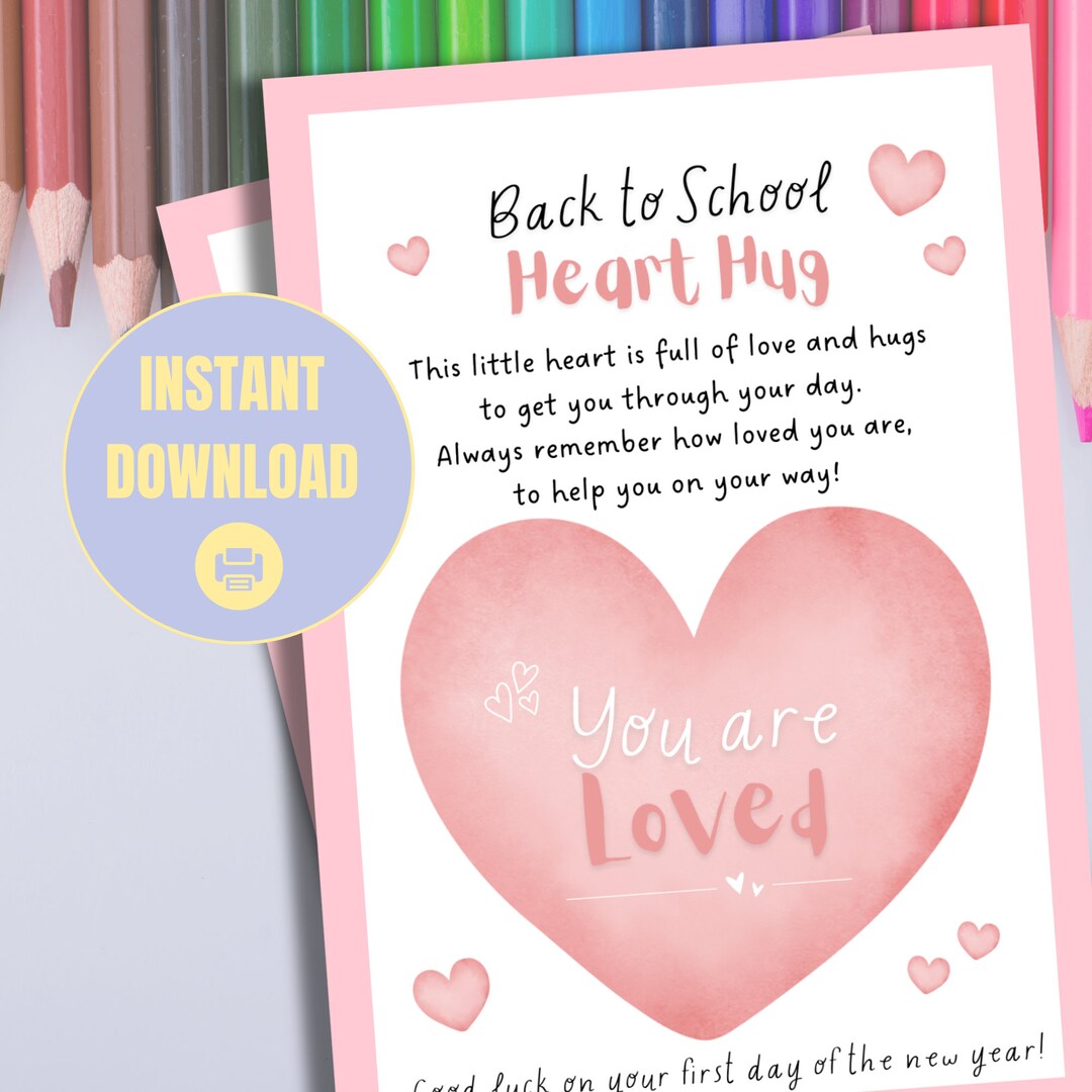 Back to School Heart Pocket Hug for Anxious Child Transition, Positive ...