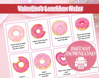 Donut Valentine's Day Lunchbox Notes: Punny Affirmations (digital ...