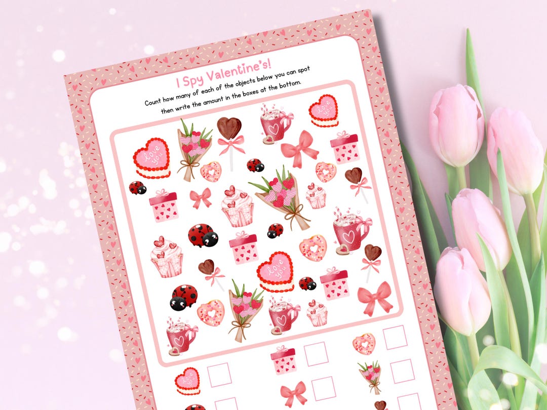 Valentine's Day I Spy Search and Find Math Printable for Kids - Fun ...