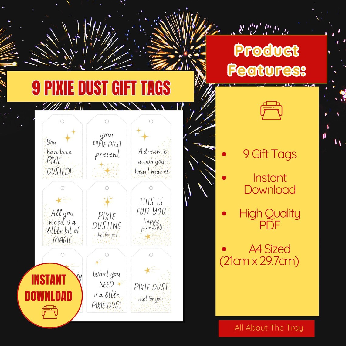 Pixie Dust Gift Tags, Enchanting Printable Labels for Florida Theme ...