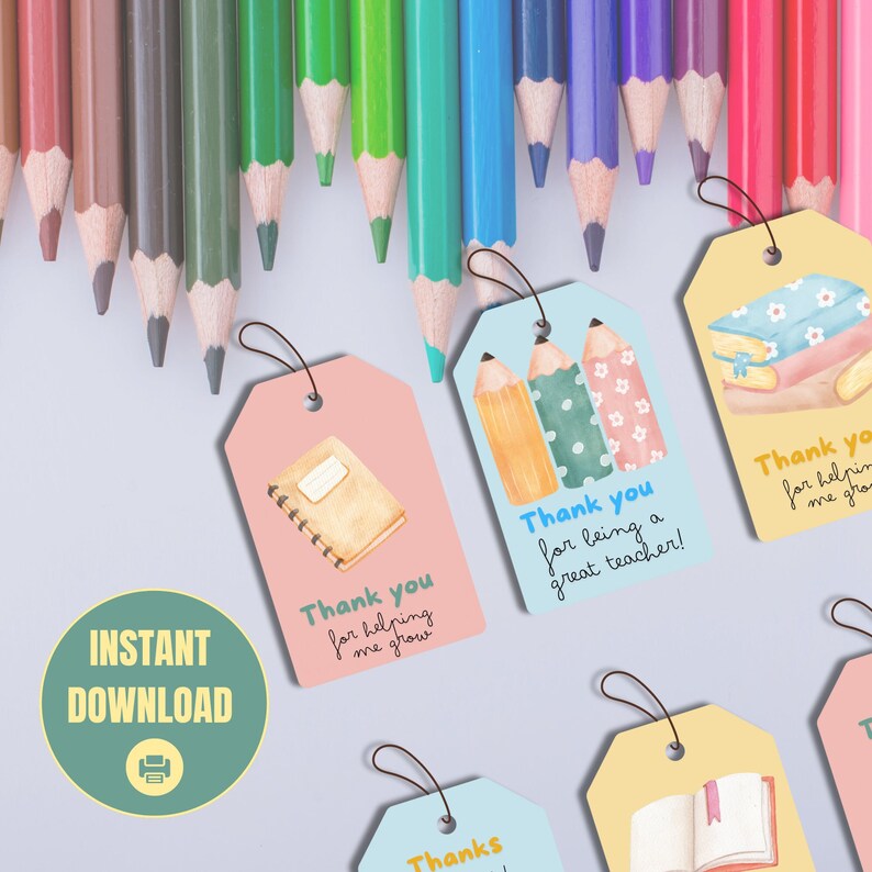 Thank You Teacher GIFT TAG Printable for School Teaching Staff Leaving ...