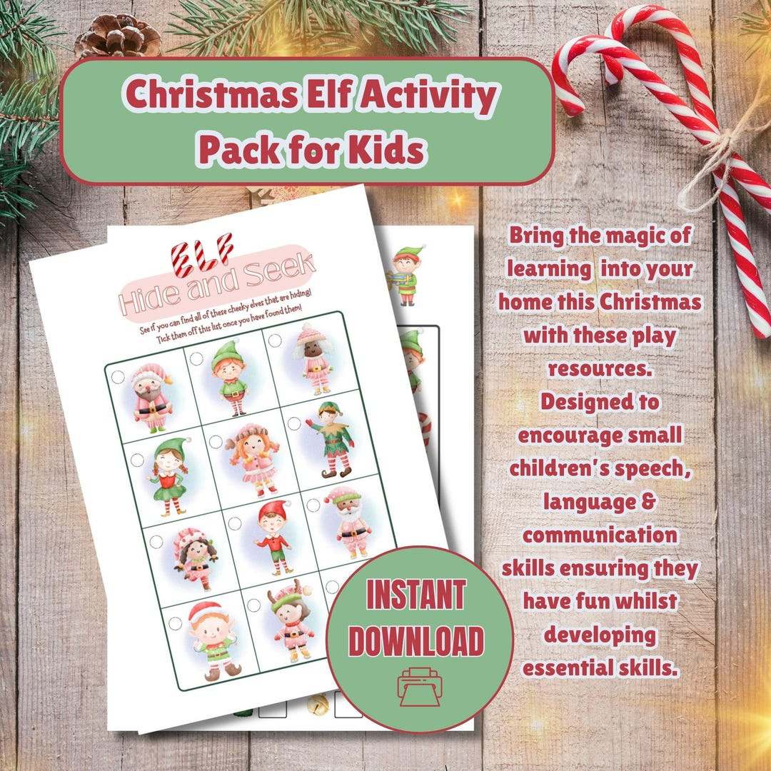 Christmas Elf Activity Pack for Kids Under 5 Speech, Language ...