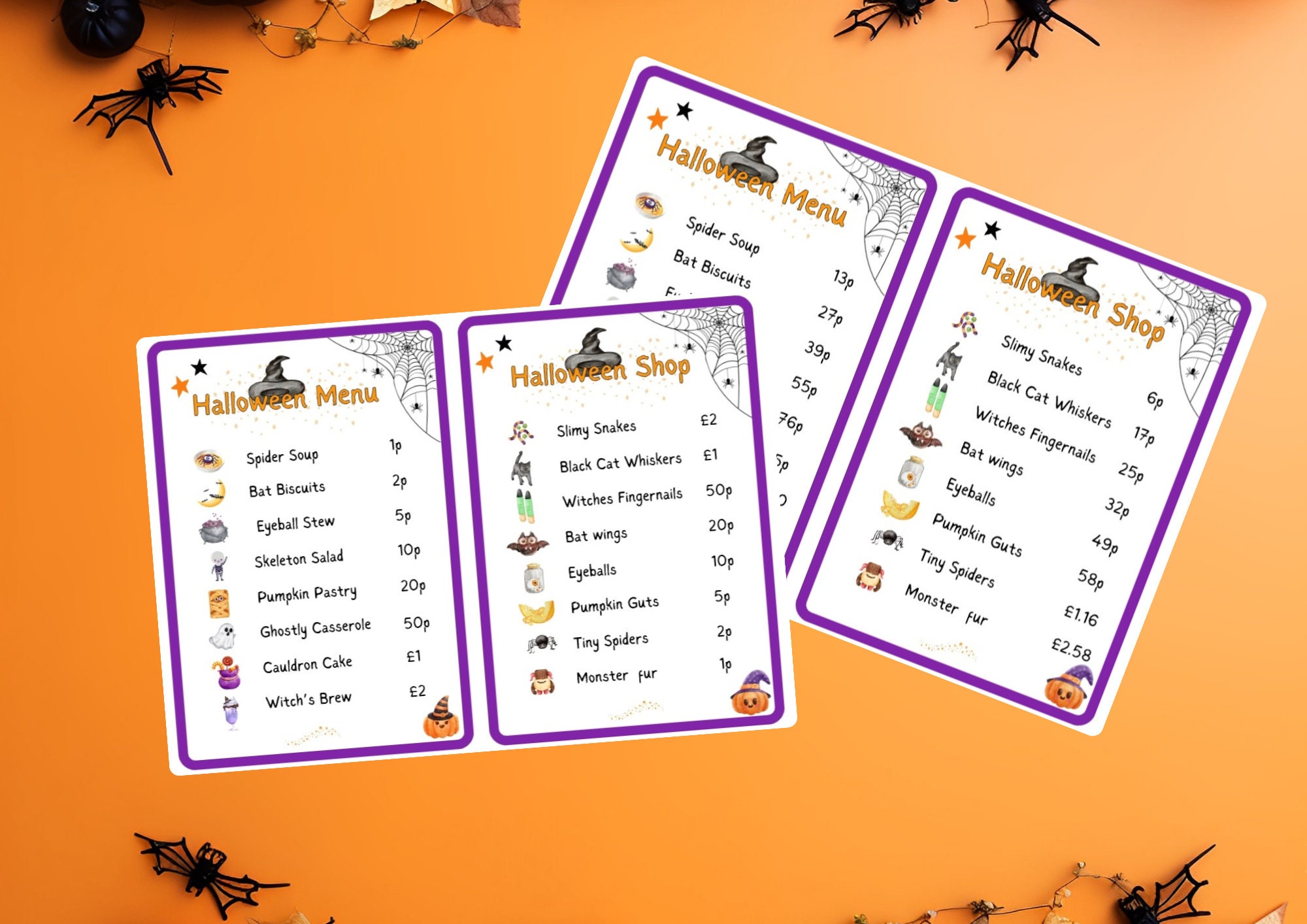 Halloween Dramatic Play Printable Menu and Shop Price List Cards ...