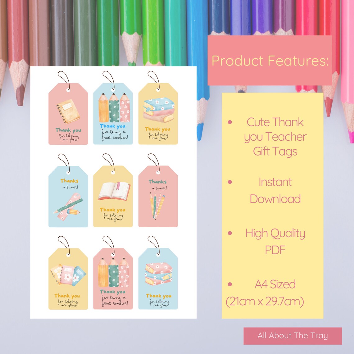 Thank You Teacher GIFT TAG Printable for School Teaching Staff Leaving ...