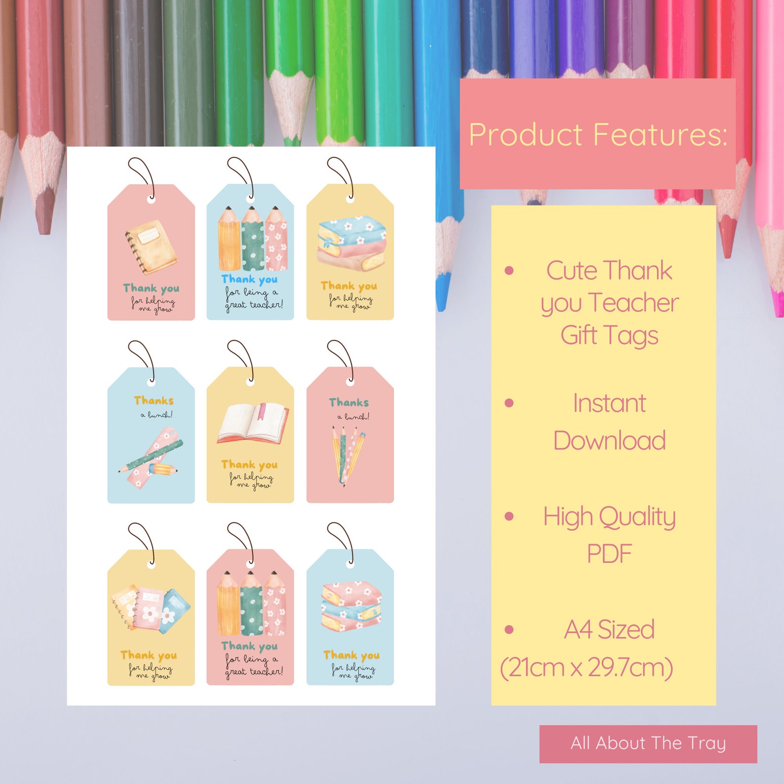 Thank You Teacher GIFT TAG Printable for School Teaching Staff Leaving ...