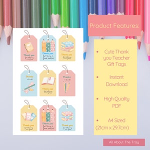 Thank You Teacher GIFT TAG Printable for School Teaching Staff Leaving ...