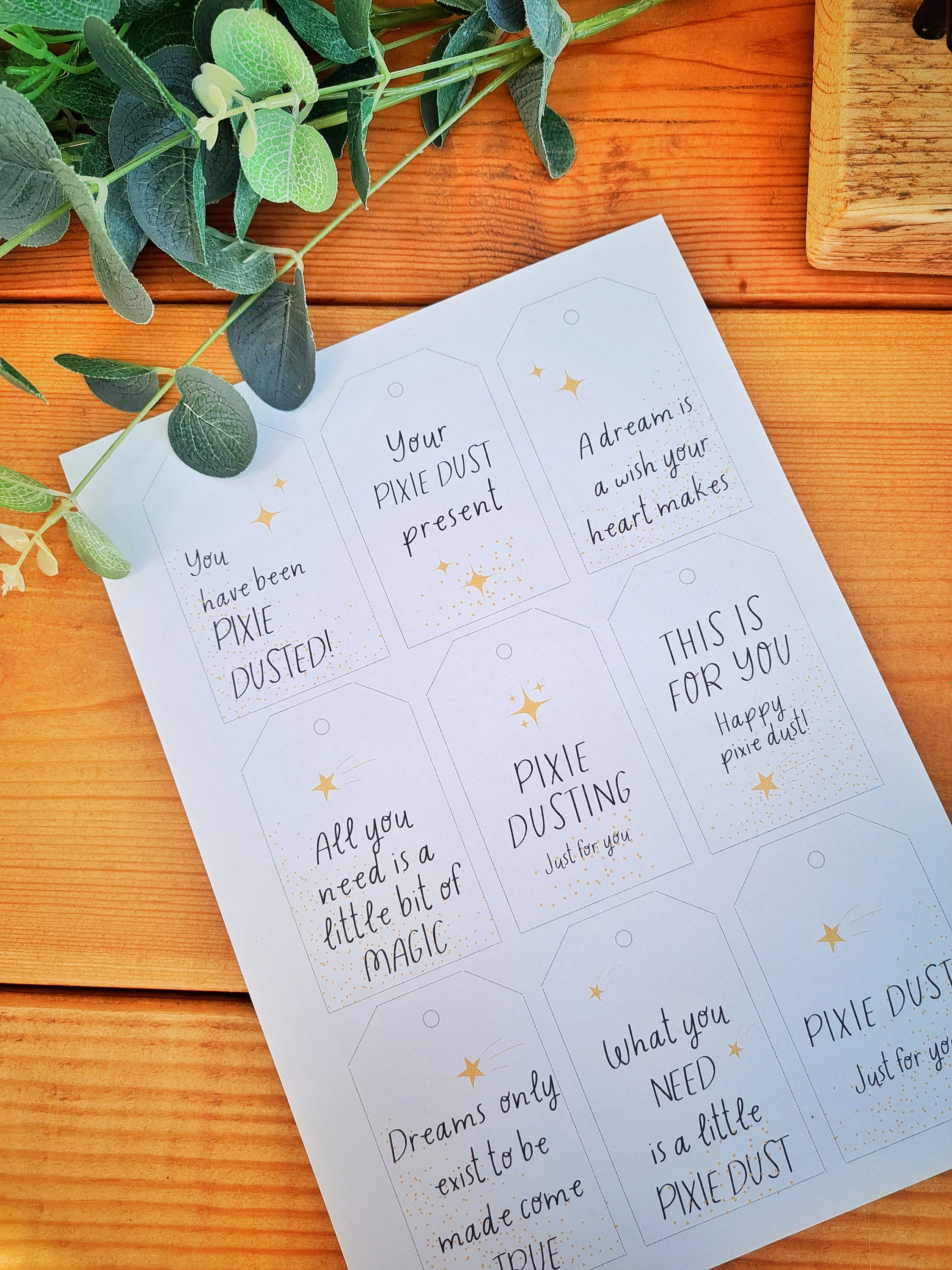 Pixie Dust Gift Tags, White and Black Printable Labels for Florida ...
