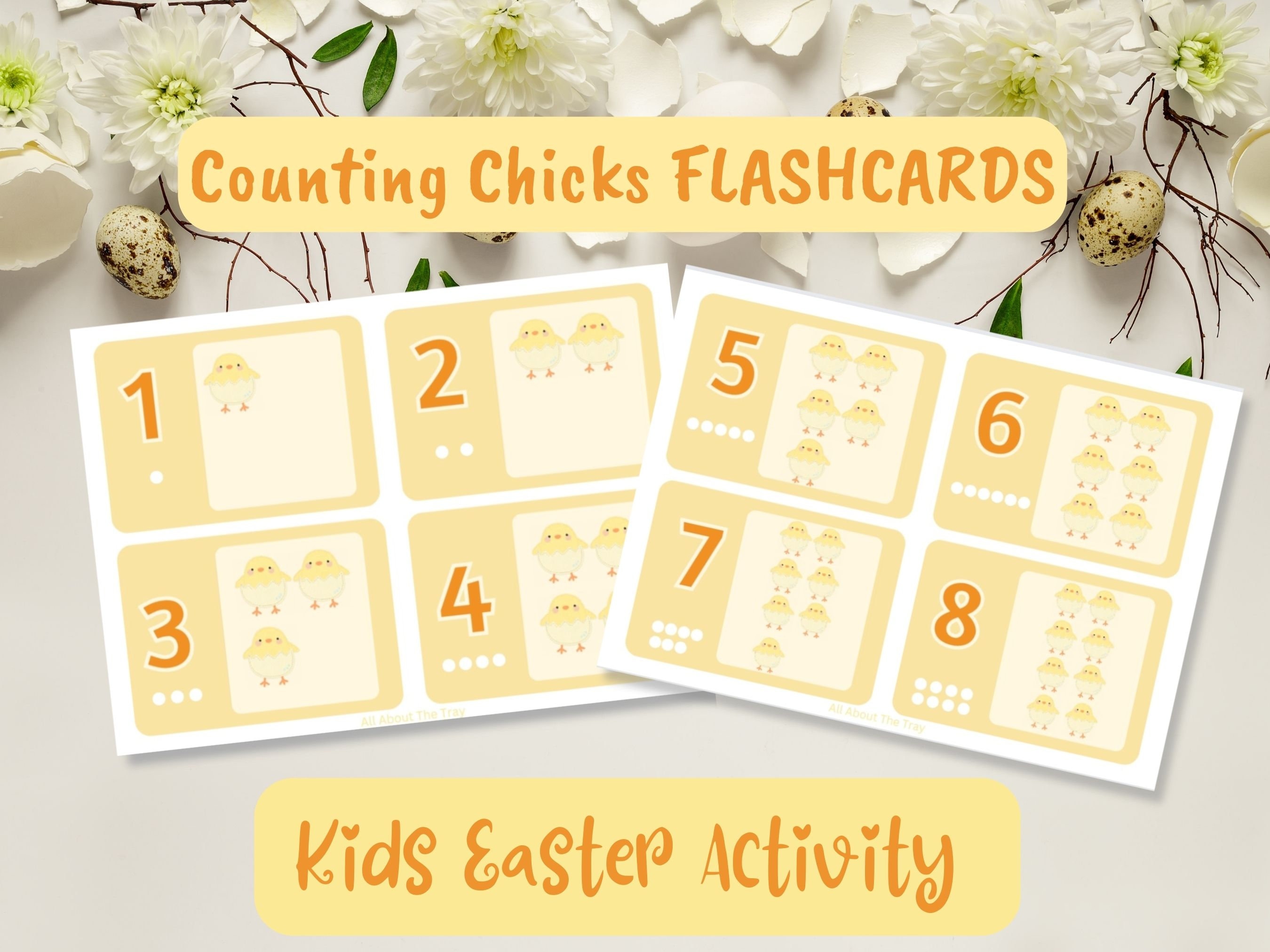 Easter Chick Counting Cards, Number Flashcards for PRESCHOOL/ PRE K ...