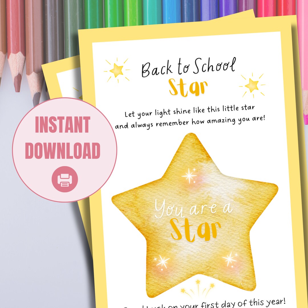 Back to SCHOOL Pocket Star Printable Card for Child | Anxious Child ...