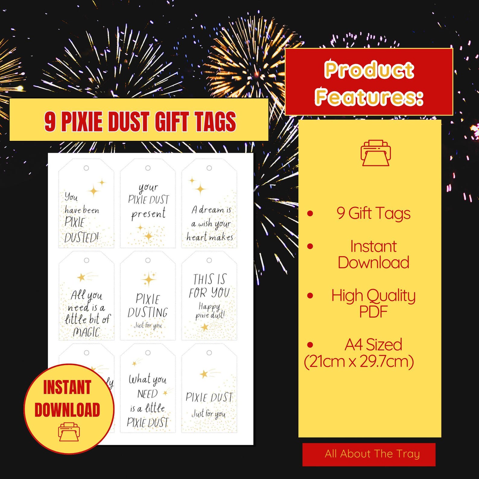 Pixie Dust Gift Tags, White and Black Printable Labels for Florida ...