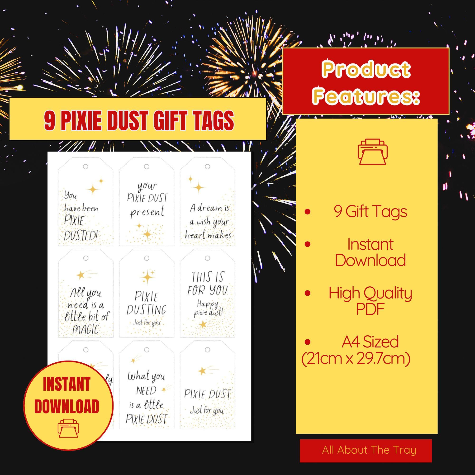 Pixie Dust Gift Tags, White and Black Printable Labels for Florida ...