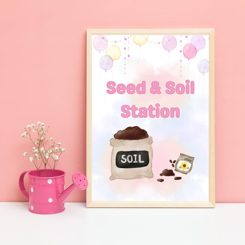 Printable Planting Station Sign, Garden Theme Party Decor, Farm Sensory ...