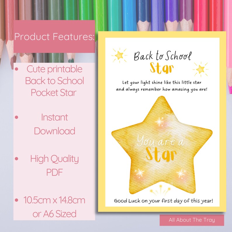 Back to SCHOOL Pocket Star Printable Card for Child | Anxious Child ...