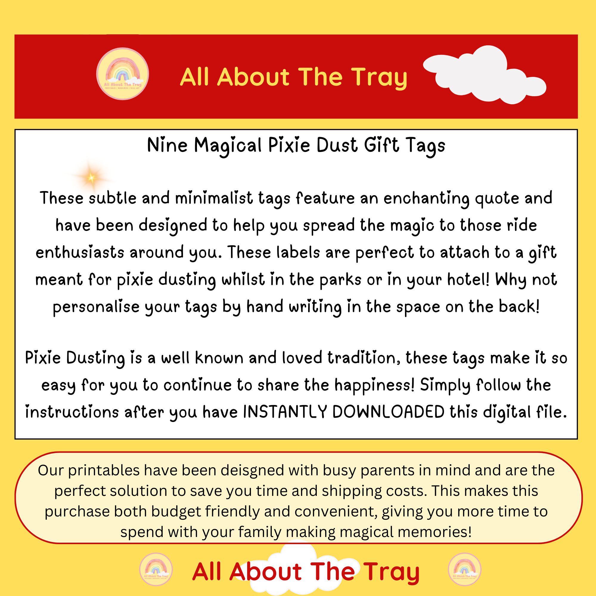 Pixie Dust Gift Tags, Enchanting Printable Labels for Florida Theme ...