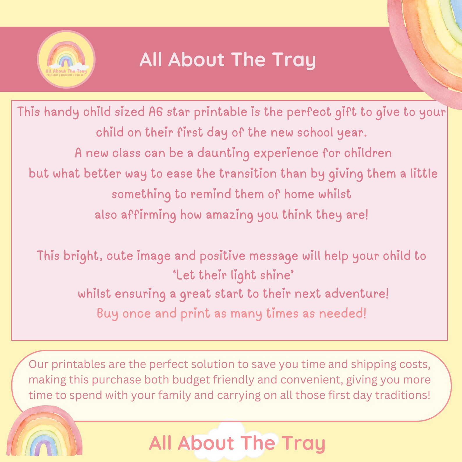 Back to SCHOOL Pocket Star Printable Card for Child | Anxious Child ...