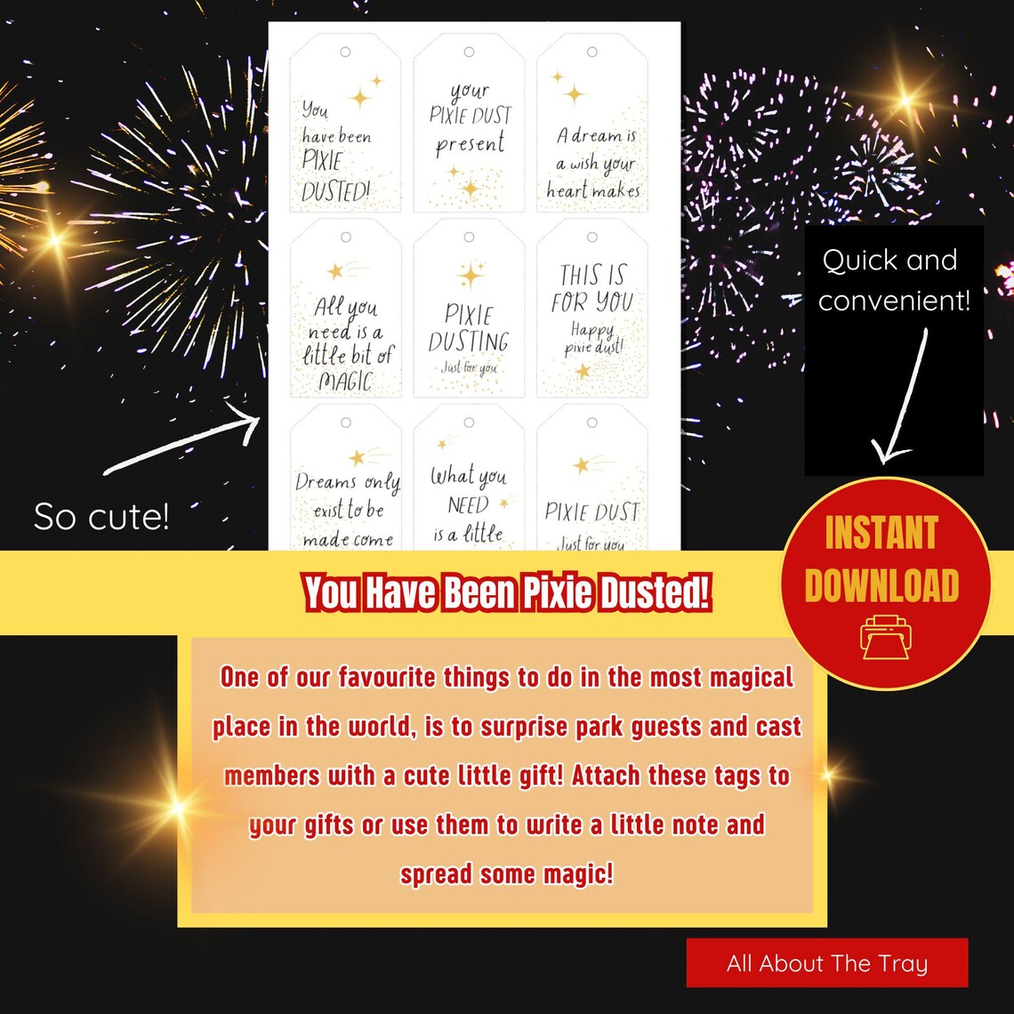 Pixie Dust Gift Tags, White and Black Printable Labels for Florida ...