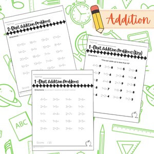 100 1 and 2 Digit Addition Practice Problems, Homeschooling Addition ...