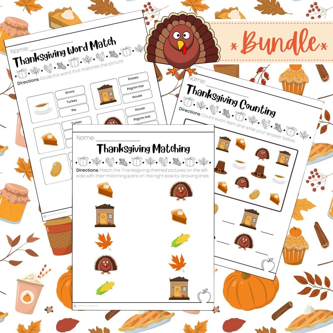 Thanksgiving Worksheet Bundle: Early Learning Activities (digital ...