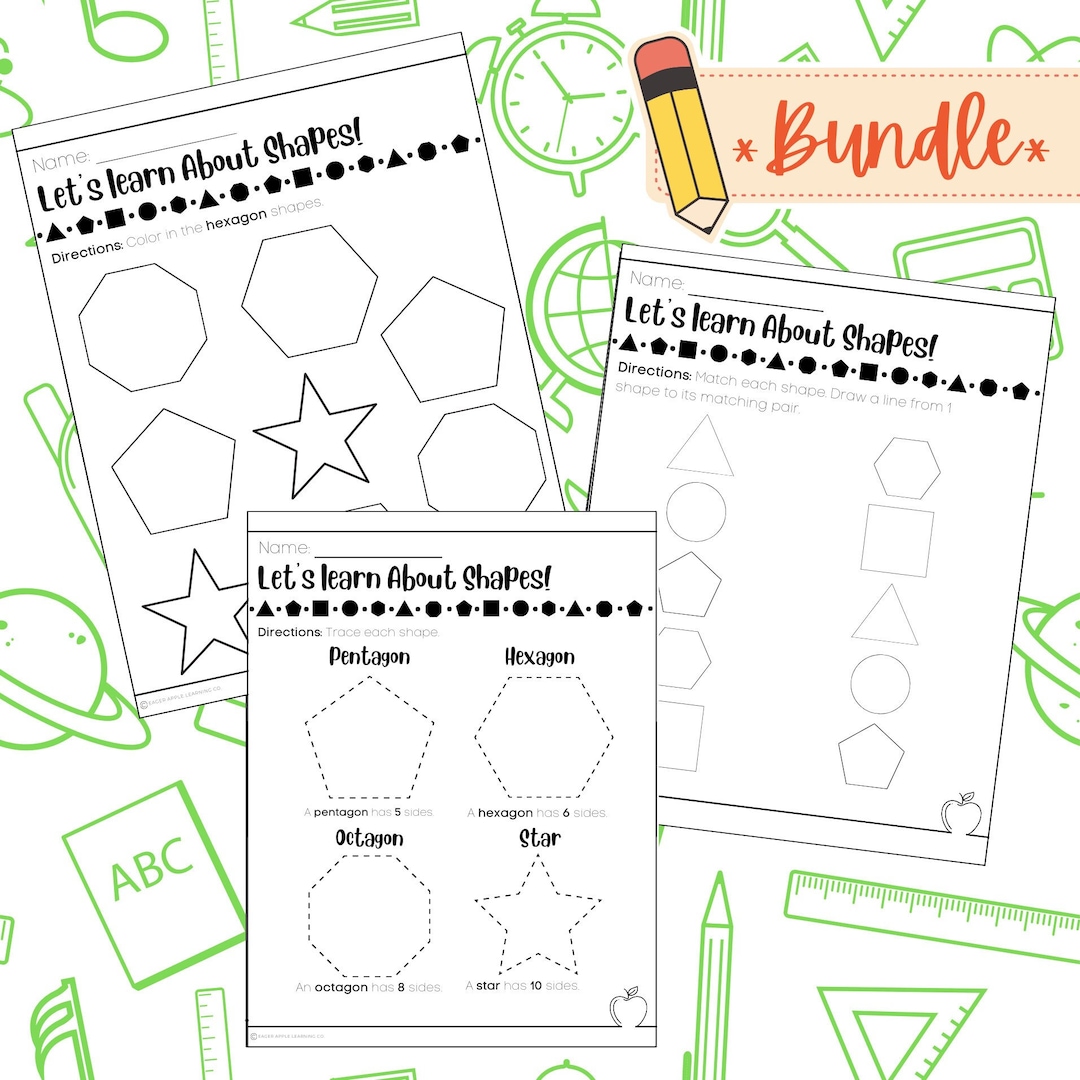 Early Educational Shapes Bundle, Homeschooling Shapes Practice ...