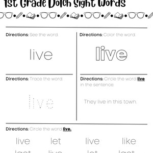 First Grade Dolch Sight Words Worksheets: Printable Reading Practice ...