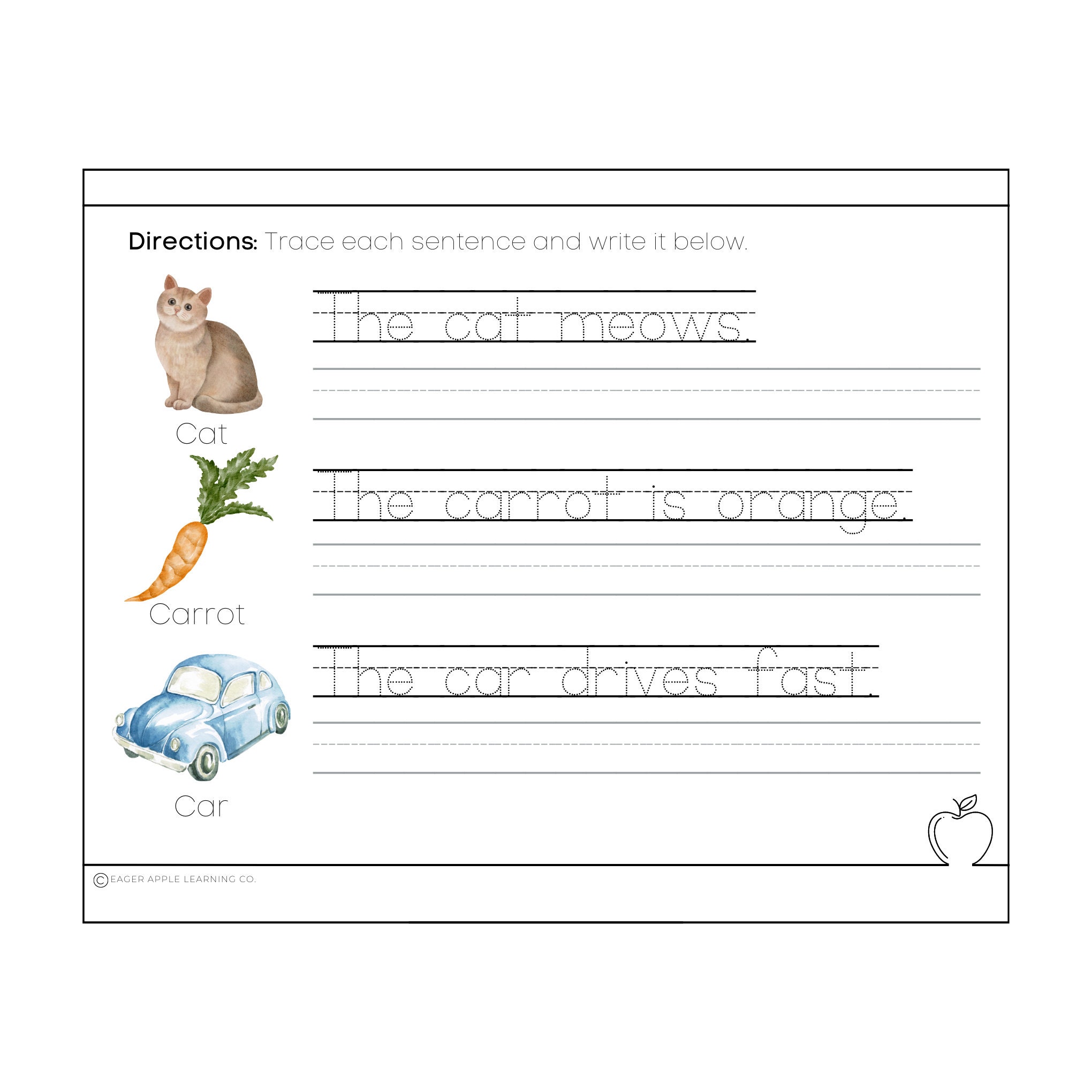 Alphabet Sentence Writing Practice Worksheets A-Z (digital Download) - Etsy