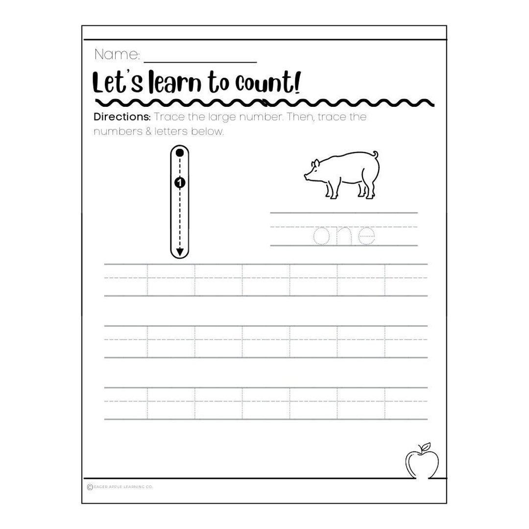 Early Educational Number Tracing Practice, 0 to 9, Homeschooling Number ...