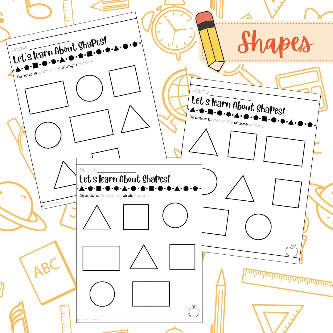 Early Educational Shape Coloring Worksheets Homeschooling - Etsy
