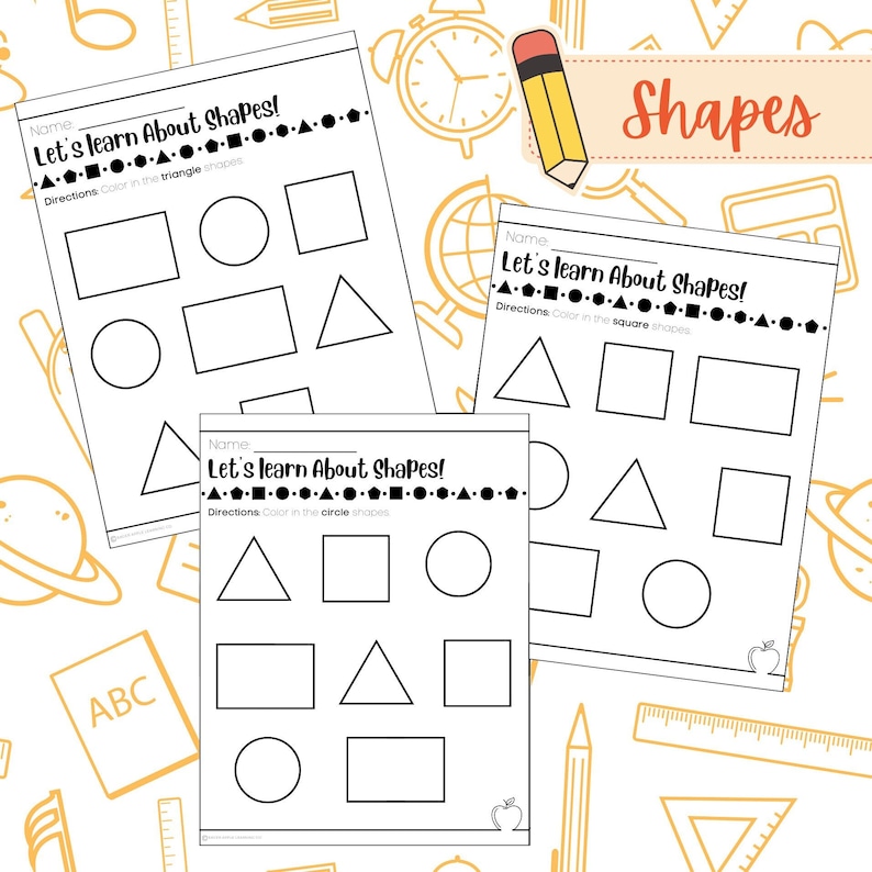 Early Educational Shape Coloring Worksheets, Homeschooling Shapes ...