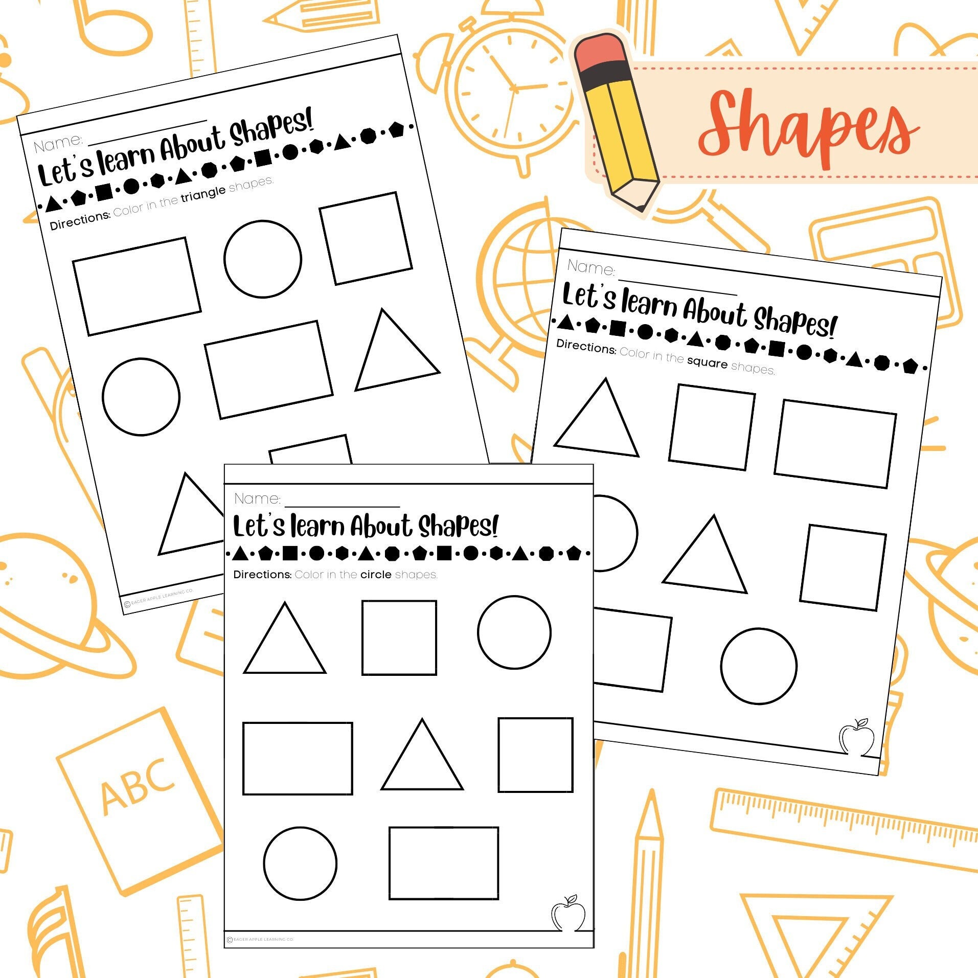 Early Educational Shape Coloring Worksheets, Homeschooling Shapes ...