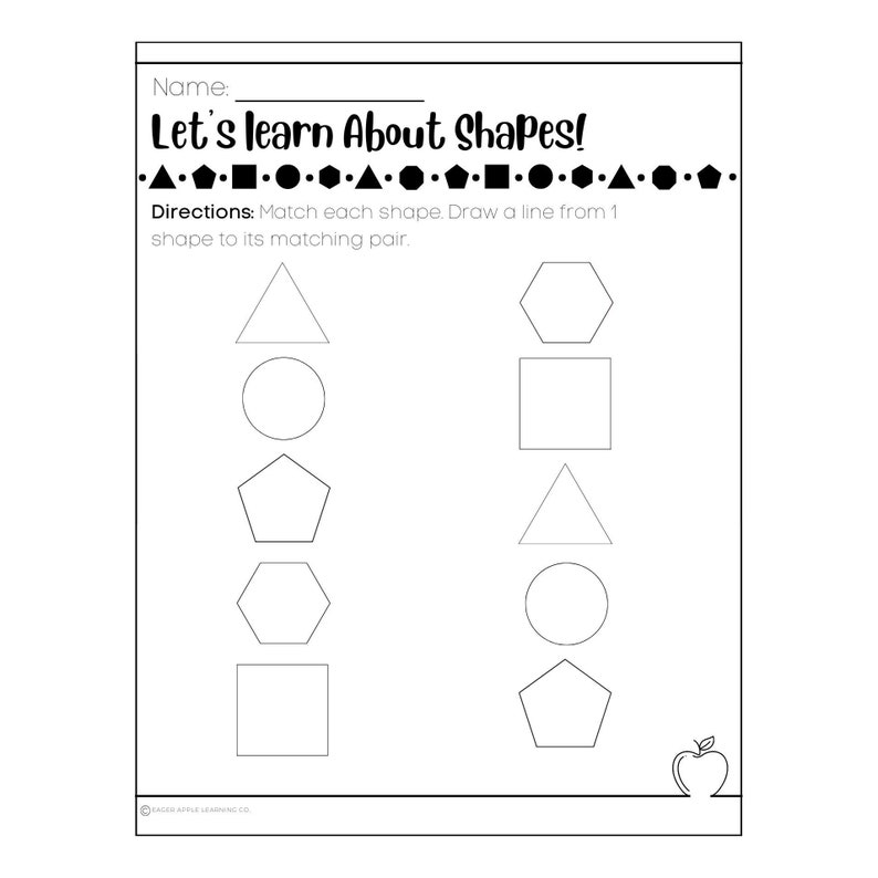 Early Educational Shape Matching & Patterns Worksheets, Homeschooling ...