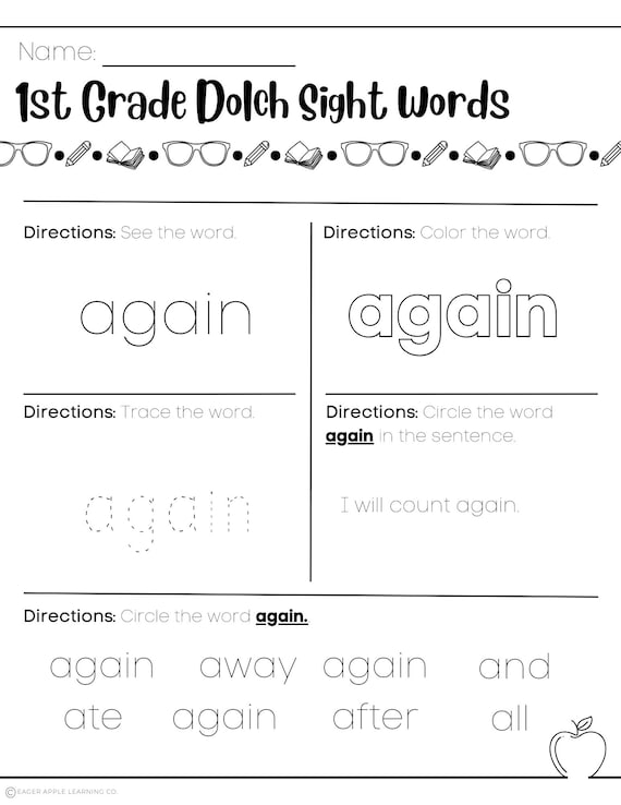 Printable Dolch Sight Words 1422x1848
