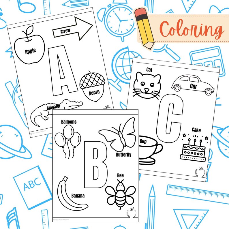 Early Educational Alphabet Learning Coloring Sheets, Sentence Practice ...