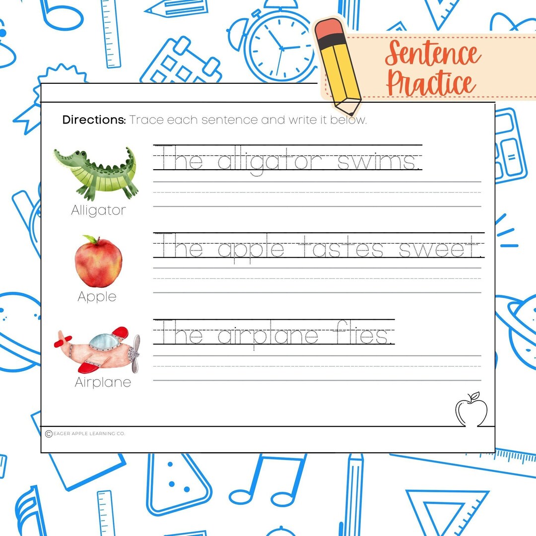 Alphabet Sentence Writing Practice Worksheets A-Z (digital Download) - Etsy