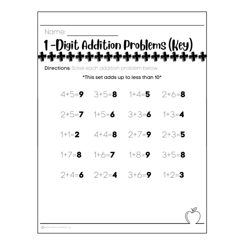 100 1 and 2 Digit Addition Practice Problems, Homeschooling Addition ...