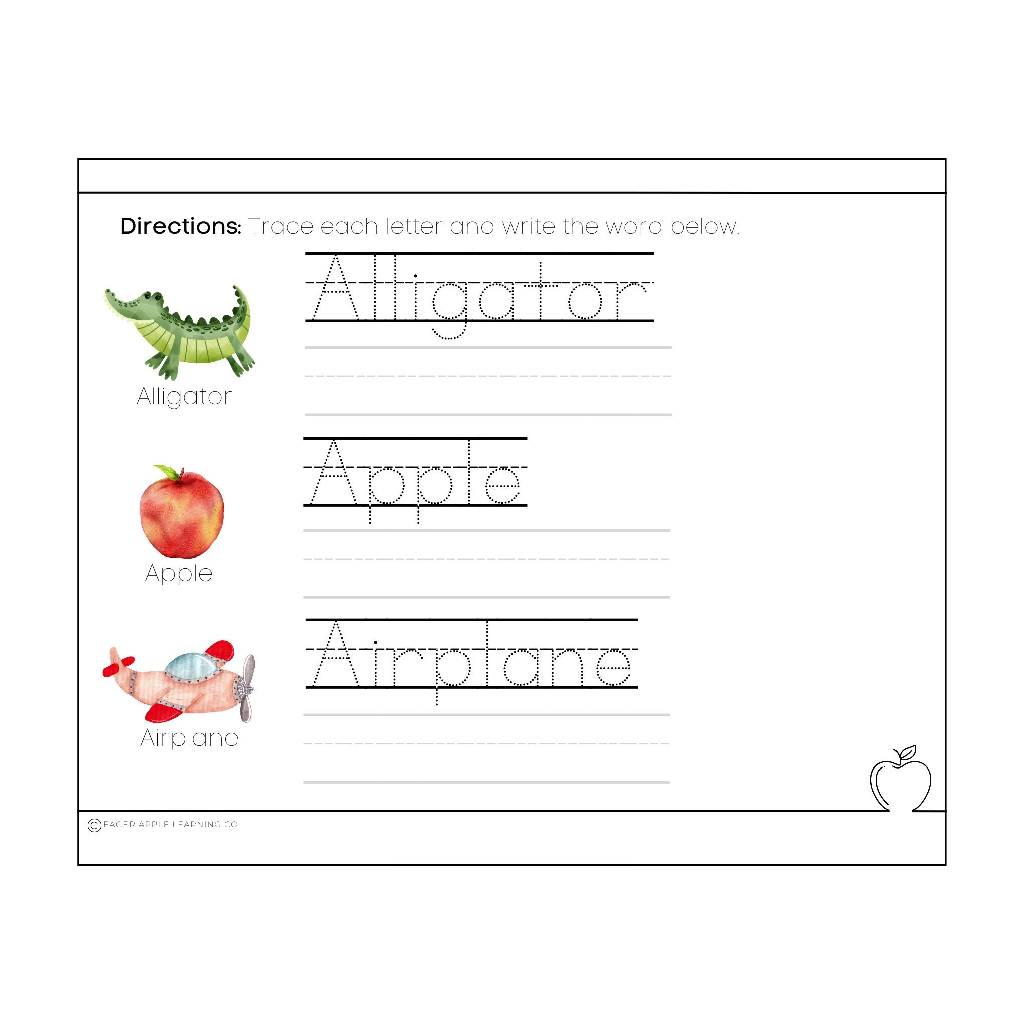 Early Educational Alphabet Learning Worksheets, Word Practice, A to Z ...
