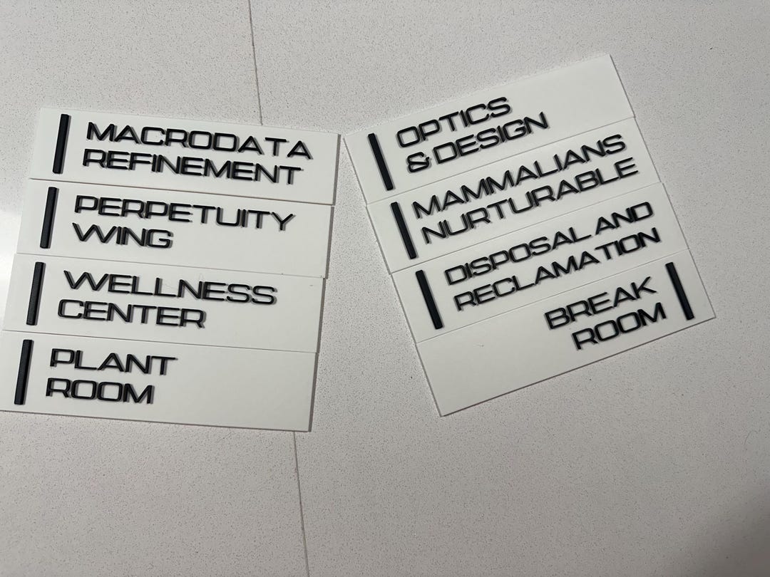 3D Printed Lumon Severance Hall Room Signs Signage Macrodata Refinement ...