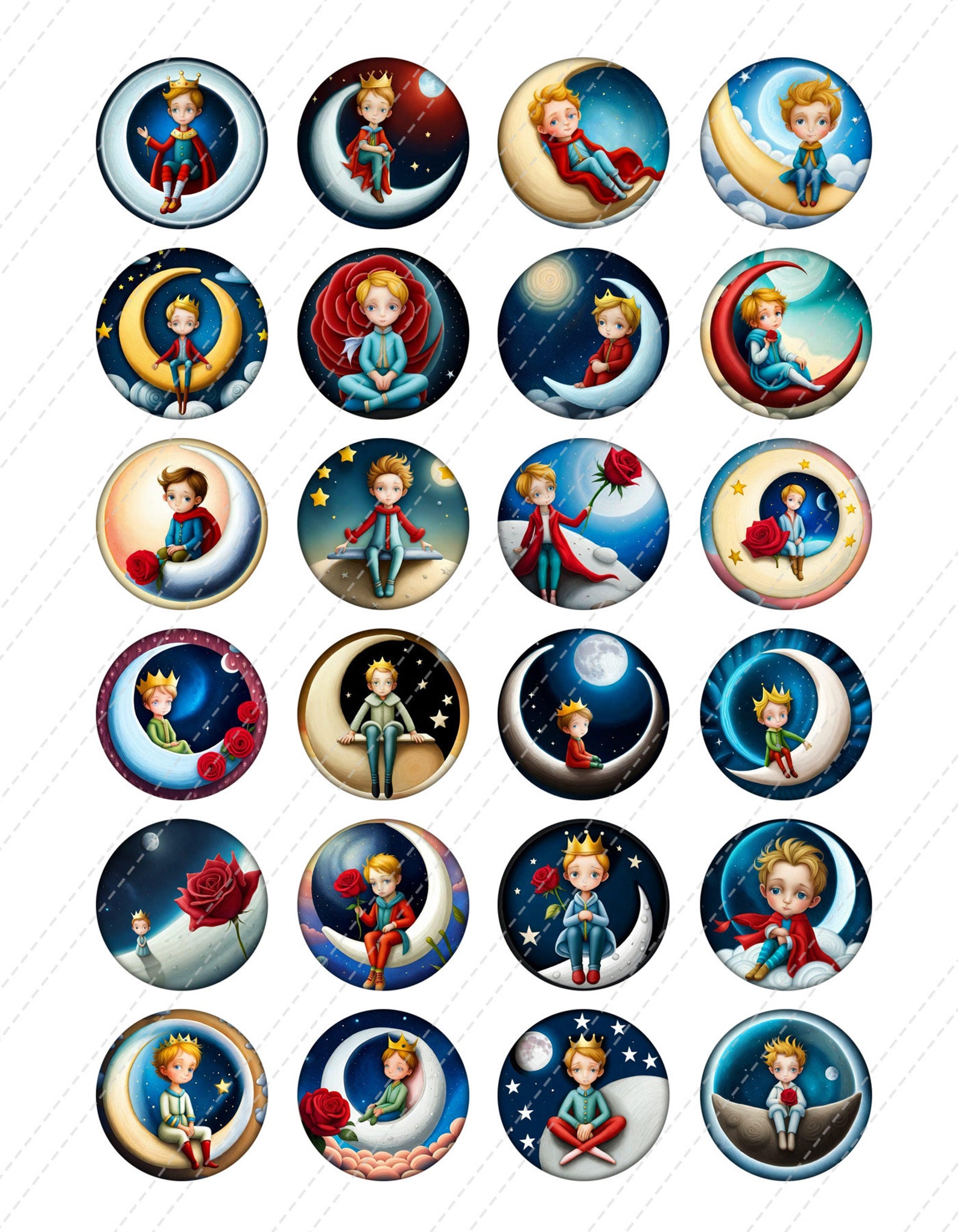 Little Prince Printable Images 20mm 25mm 30mm 1 Inch 1.5 Inch for ...