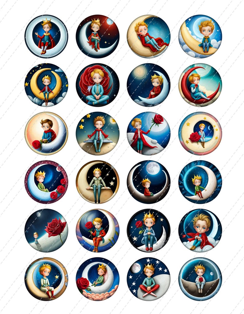 Little Prince Printable Images 20mm 25mm 30mm 1 Inch 1.5 Inch for ...