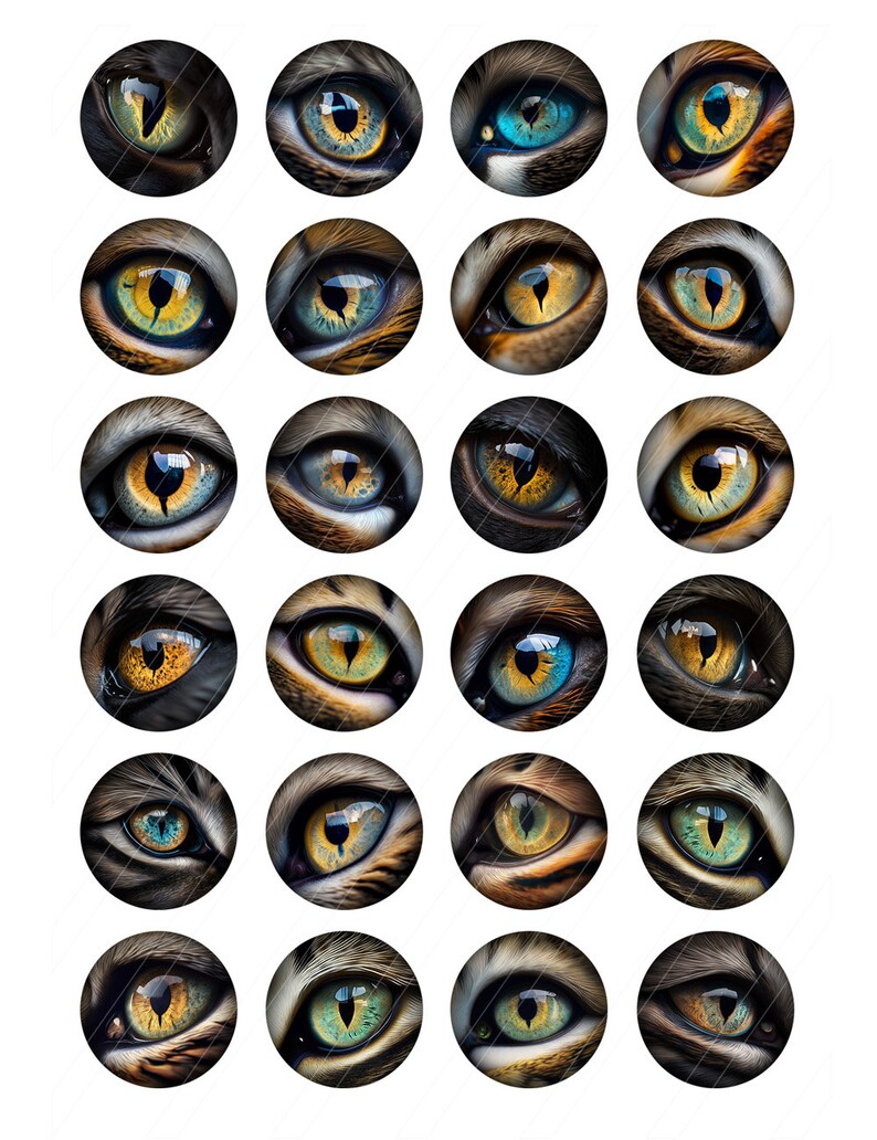 Realistic Cat Eyes 20mm 25mm 1inch 30mm 1.5inch Printable Digital ...