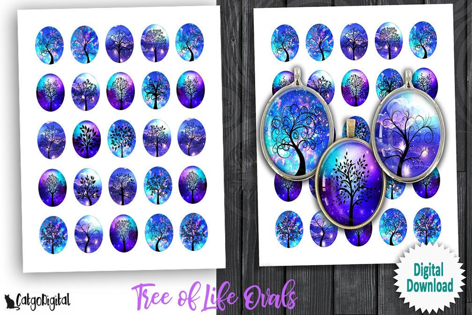 Tree of Life Oval Printables 13x18mm 18x25mm 22x30mm 30x40mm Digital ...