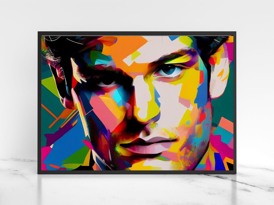 Modern Handsome Man Portrait Art, Masculine Digital Art Print, Vintage ...