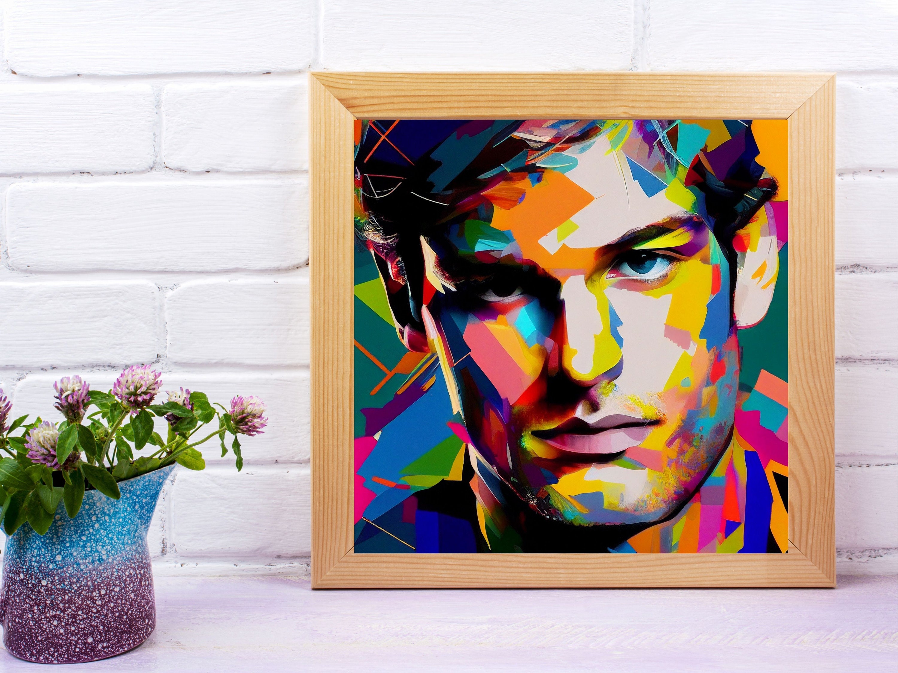 Modern Handsome Man Portrait Art, Masculine Digital Art Print, Vintage ...