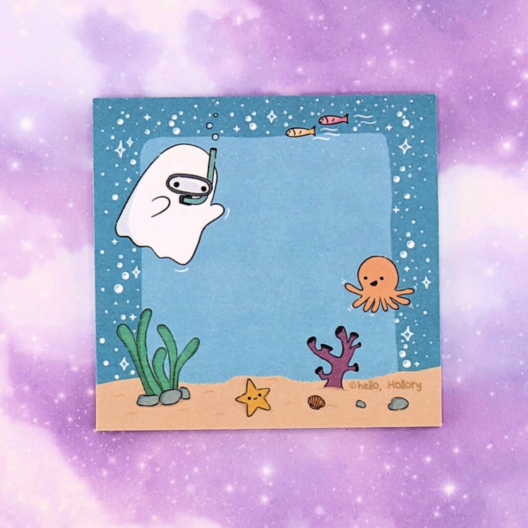 Kawaii Post It Notes, Scuba Ghost Sticky Notes, Octopus Notepad - Etsy