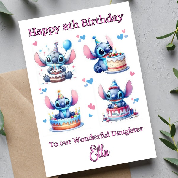Stitch Daughter Birthday Card - Etsy UK