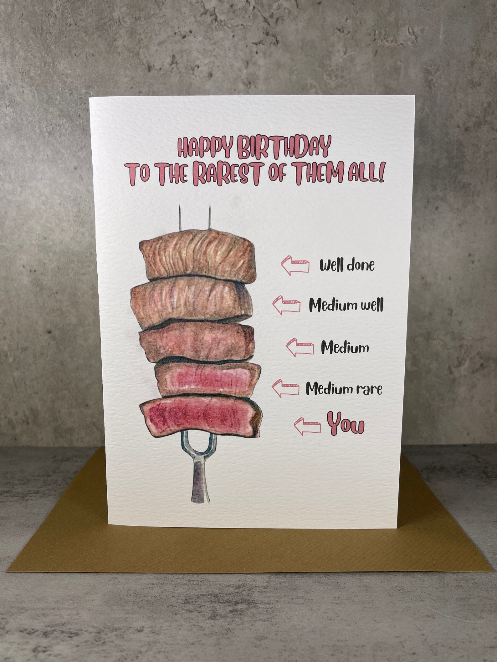 Happy Birthday Steak Greeting Card, Birthday Card, You're the Rarest of ...
