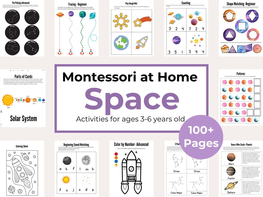 Montessori Space Printable Activities for Ages 3-6 Years Old. - Etsy