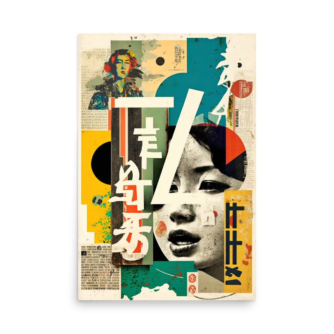 Japanese Collage Art - Handmade Collage - Vintage Style Magazine Art ...