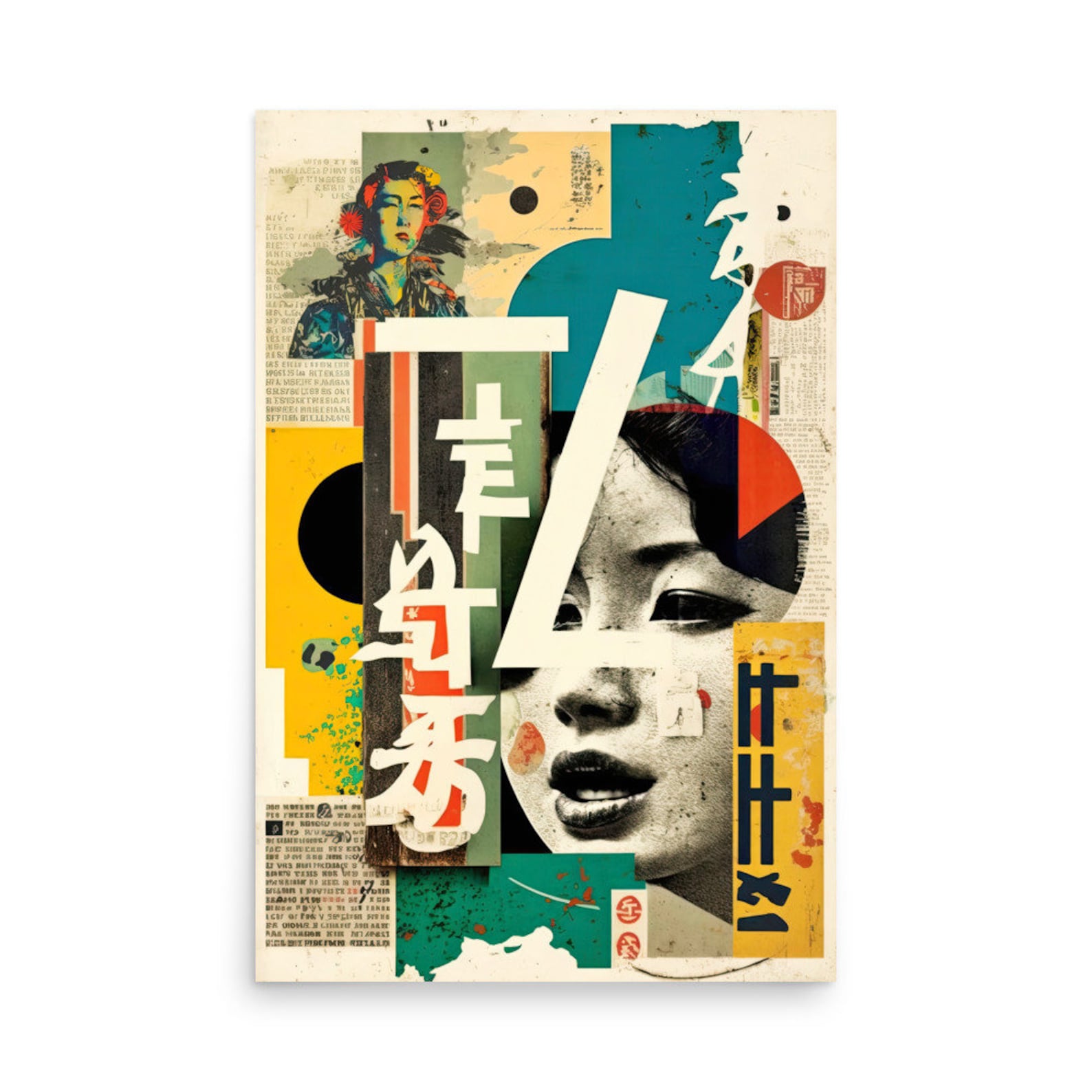 Japanese Collage Art - Handmade Collage - Vintage Style Magazine Art ...