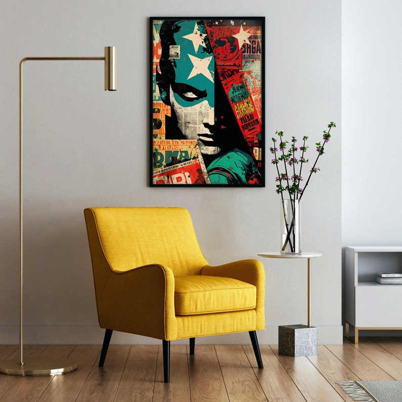 Superhero Collage Art Print – Comic Book Wall Art – Retro Comic Art ...